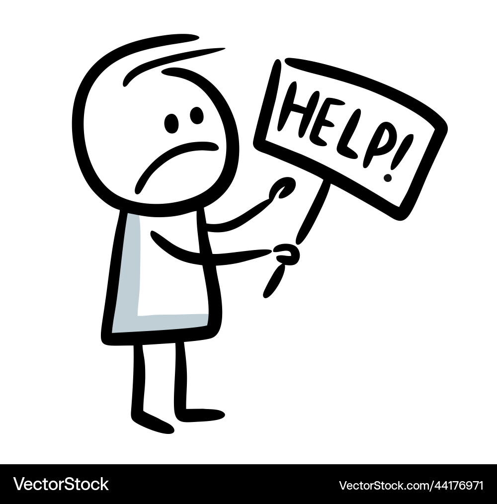 Doodle man in simple hand drawn style with banner Vector Image