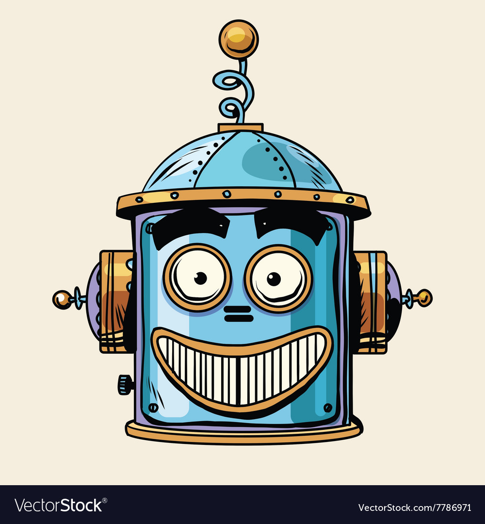 Emoticon happy emoji robot head smiley emotion Vector Image