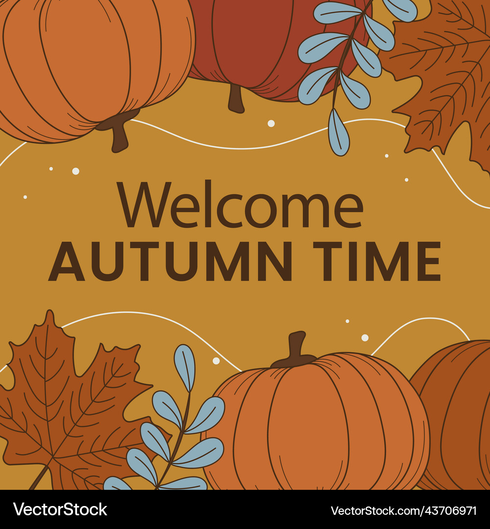 Hand drawn posts set for autumn celebration Vector Image