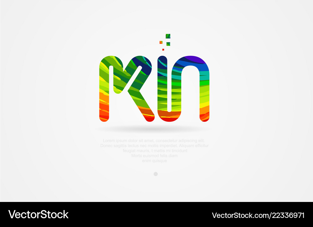 Kn k n rainbow colored alphabet letter logo Vector Image