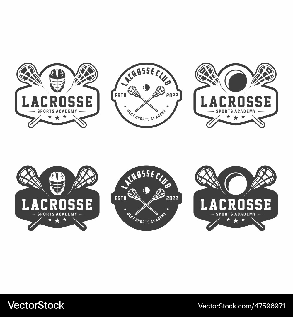Lacrosse club emblem set logo Royalty Free Vector Image
