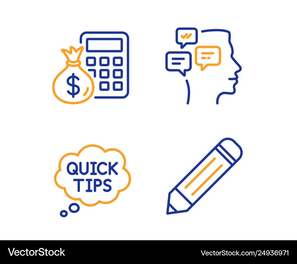 Messages quick tips and finance calculator icons Vector Image