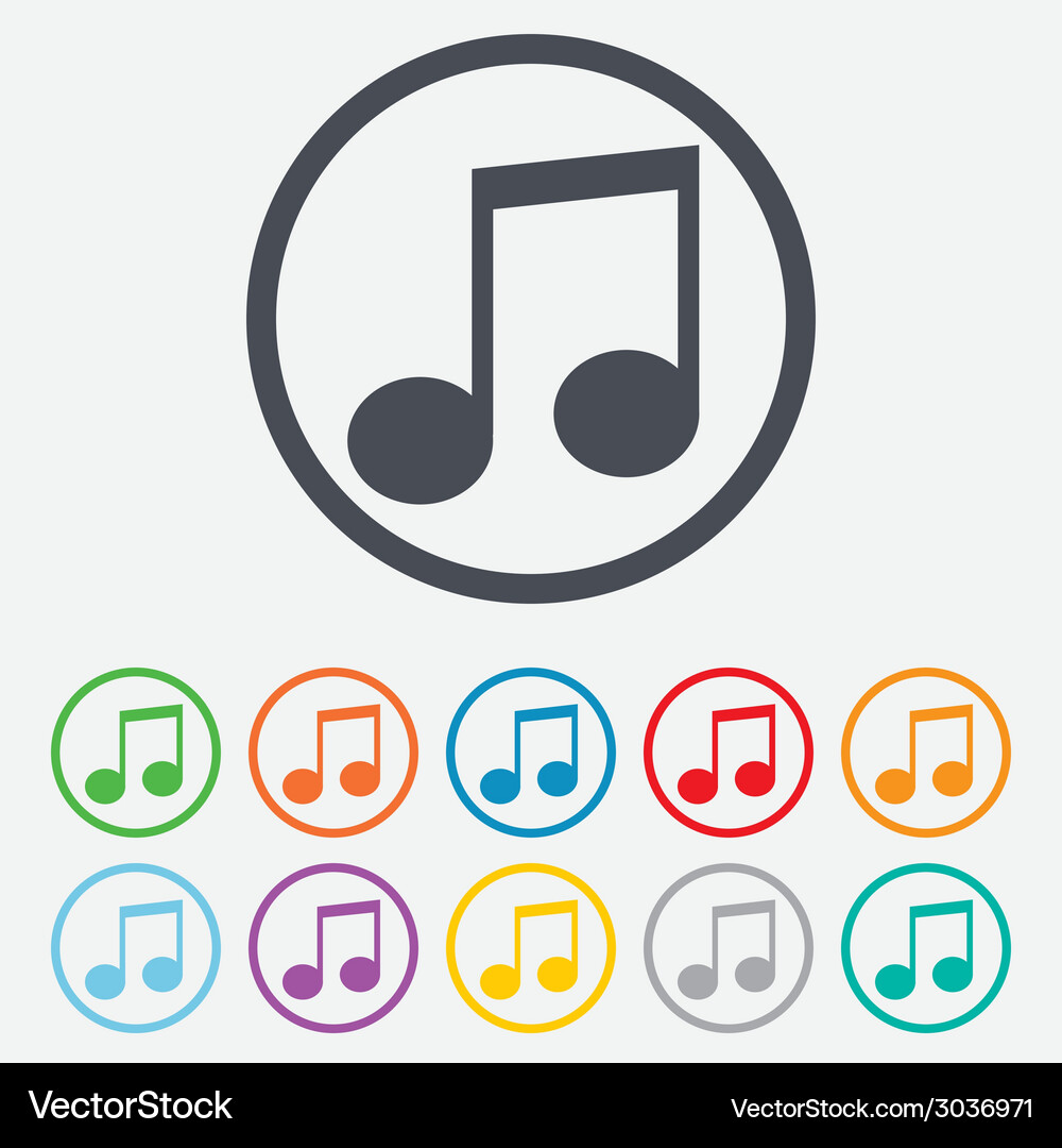Music note sign icon musical symbol Royalty Free Vector