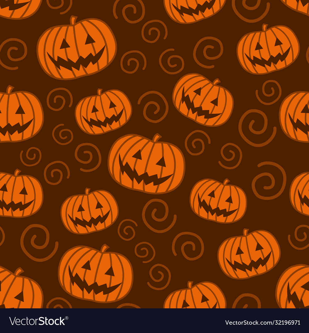 Seamless halloween pumpkin pattern Royalty Free Vector Image