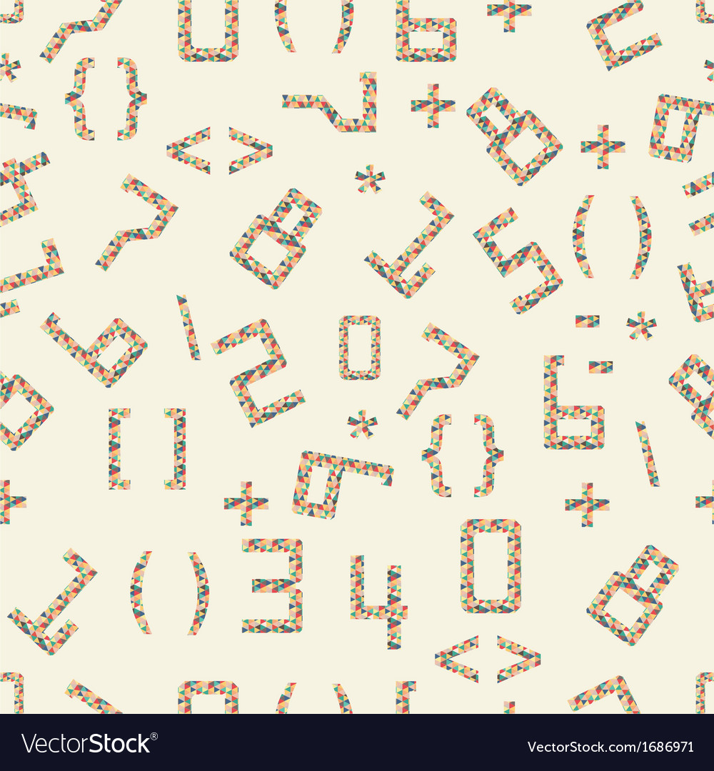 Seamless of numbers and geometric shapes Vector Image