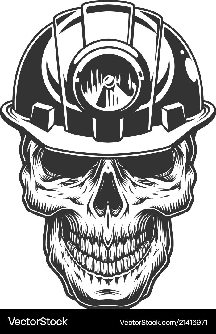 Skull in the miner helmet Royalty Free Vector Image