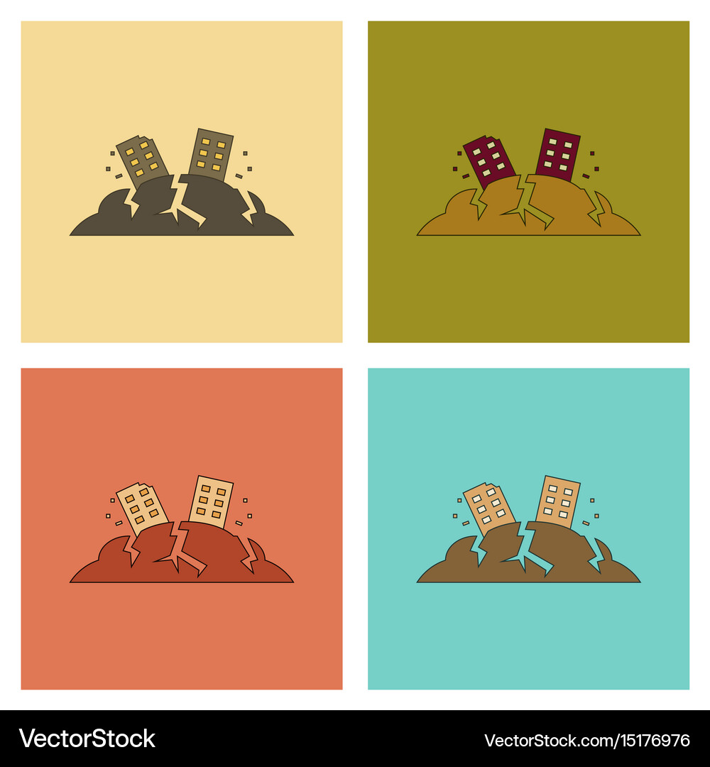 Assembly flat icons natural disaster earthquake Vector Image