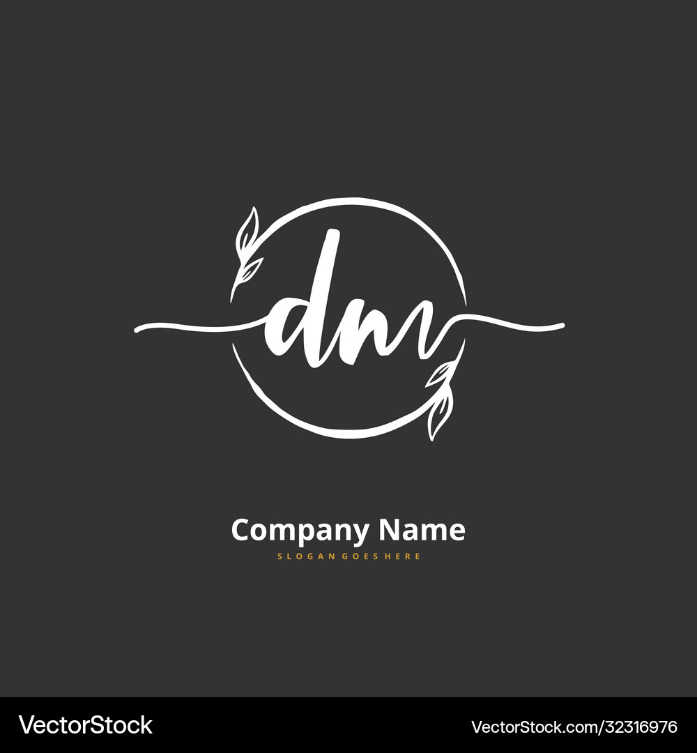 D m dm initial handwriting and signature logo Vector Image