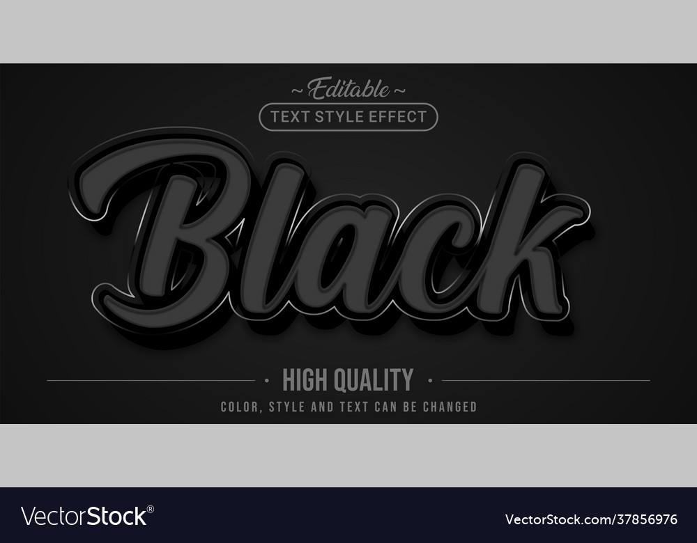 Editable text style effect - black Royalty Free Vector Image