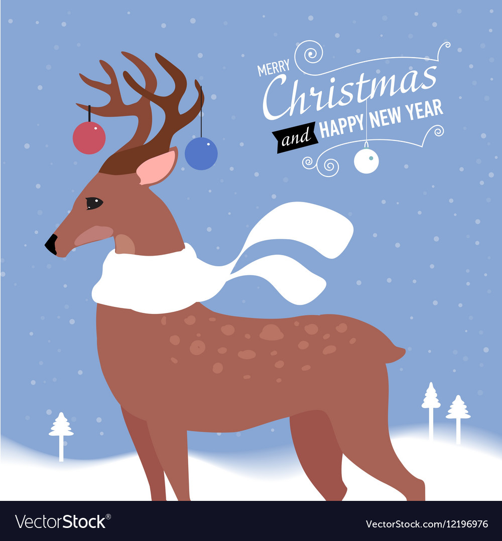 Greeting card with christmas deer Royalty Free Vector Image