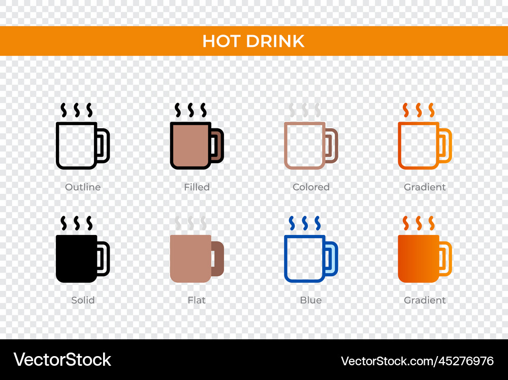 Hot drink icon in different style icons Royalty Free Vector