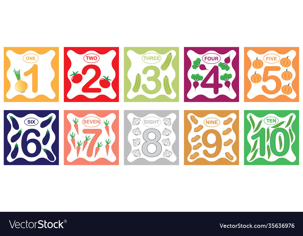 Learning numbers mathematics with vegetables Vector Image