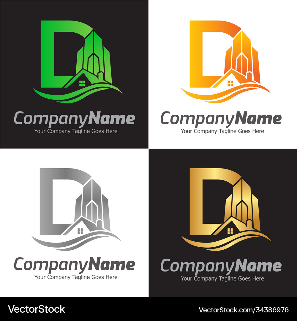 Letter d real estate logo template Royalty Free Vector Image