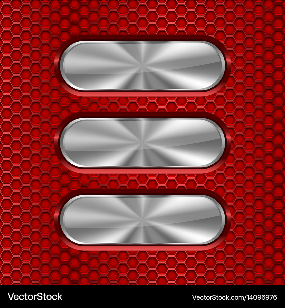 Metal oval brushed plates on red perforated Vector Image