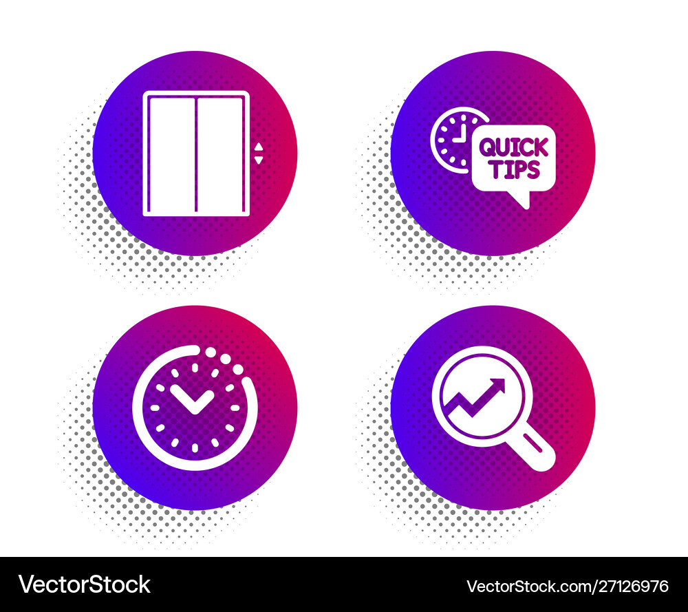 Quick tips time management and lift icons set Vector Image