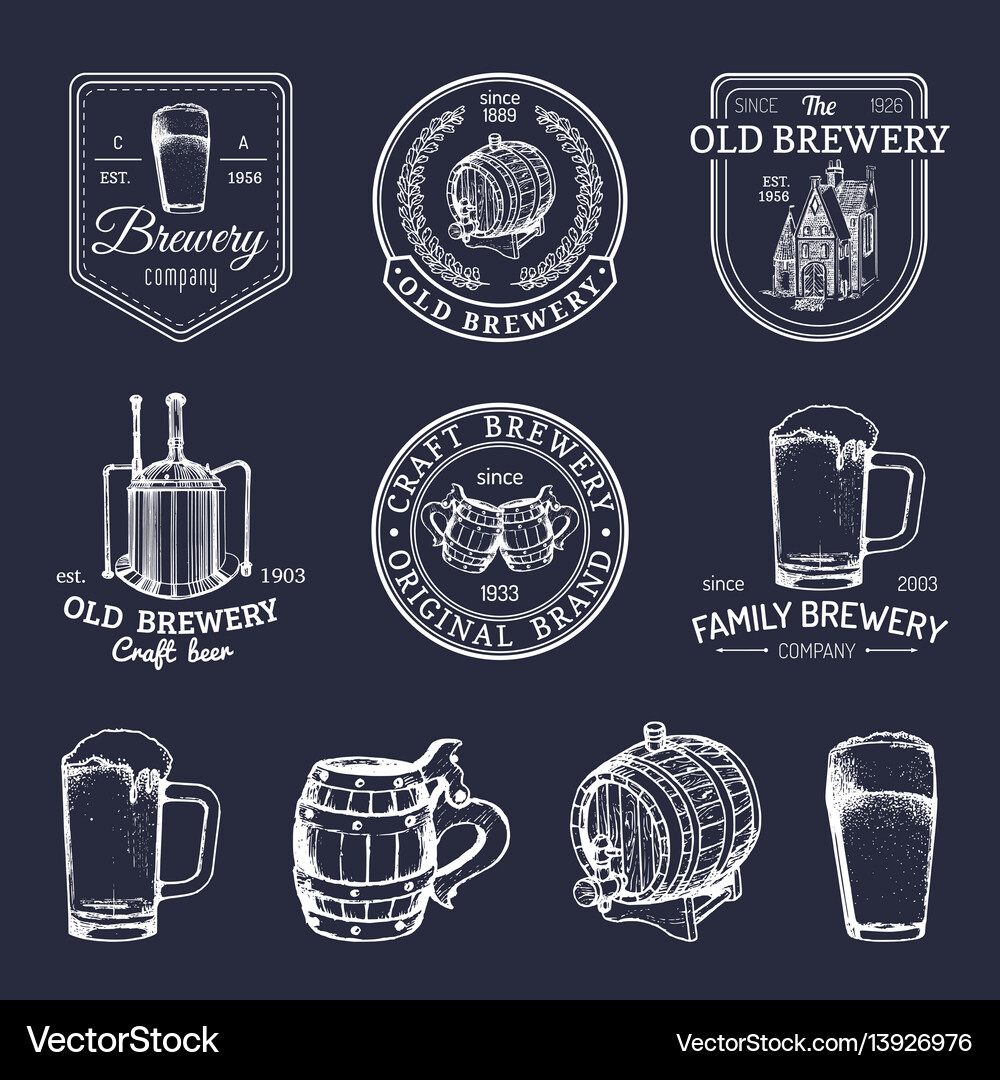 Retro Brewery Beer Signs Set Royalty Free Vector Image