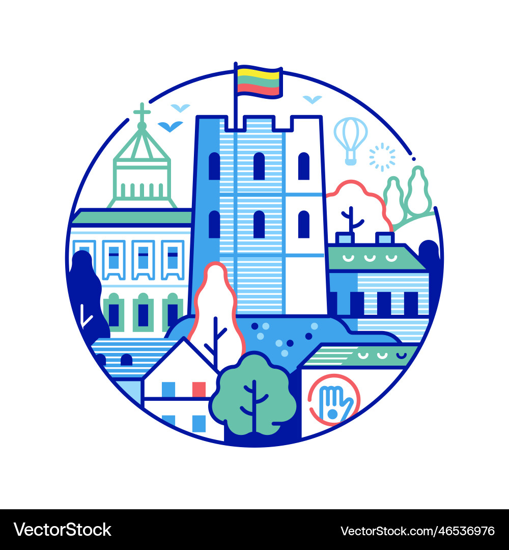 Travel vilnius icon with gediminas castle tower Vector Image