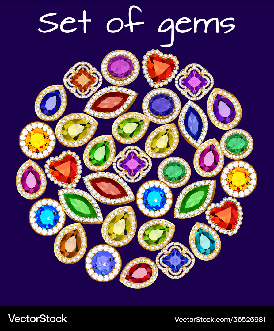 Background with a set jewelry gems Royalty Free Vector Image
