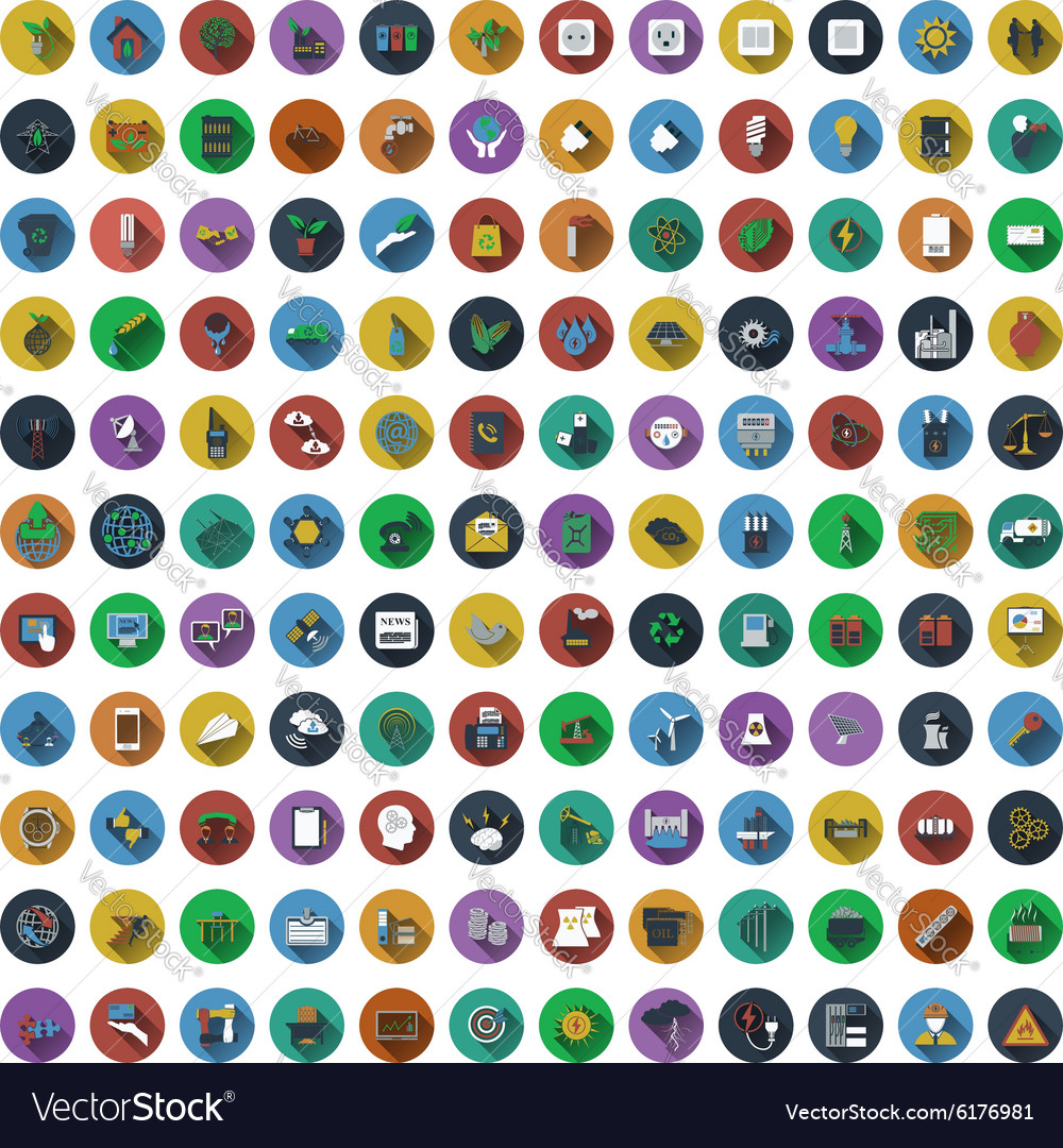 Big set of circle flat design icons Royalty Free Vector