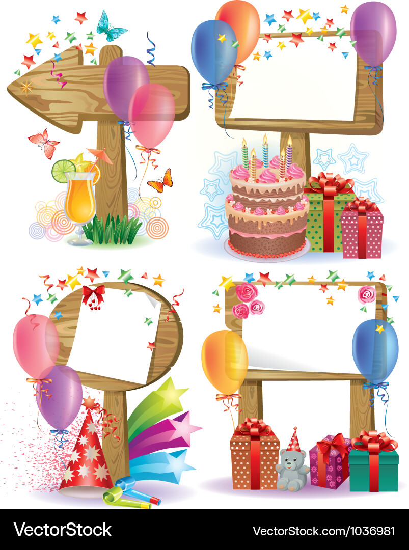Birthday wooden sign Royalty Free Vector Image