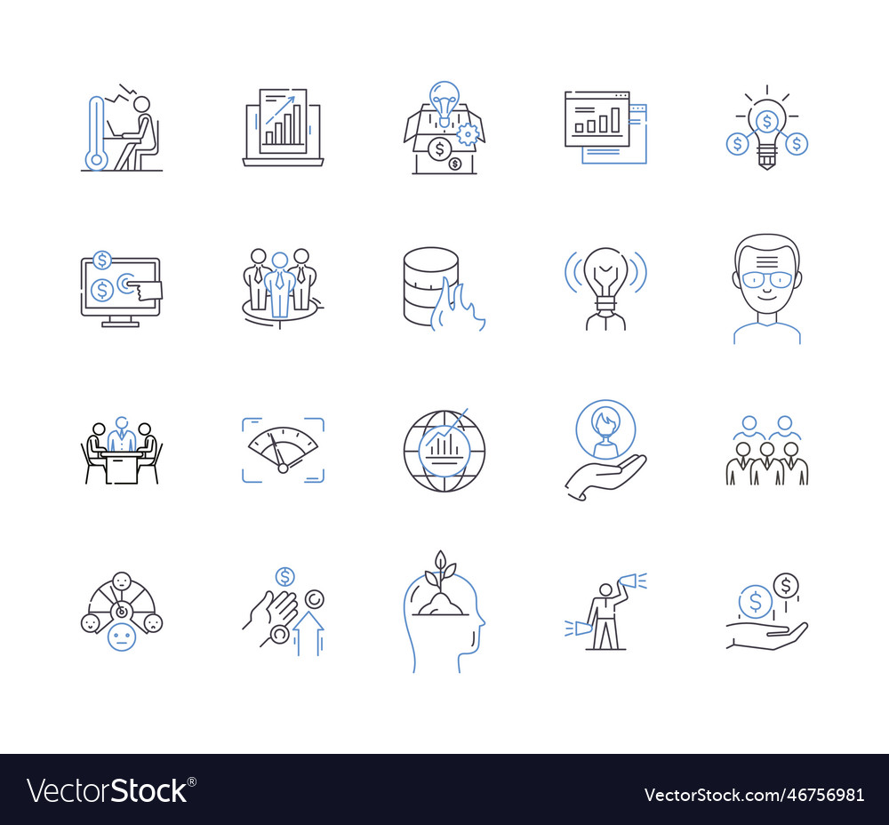 Bookkeeping outline icons collection Royalty Free Vector