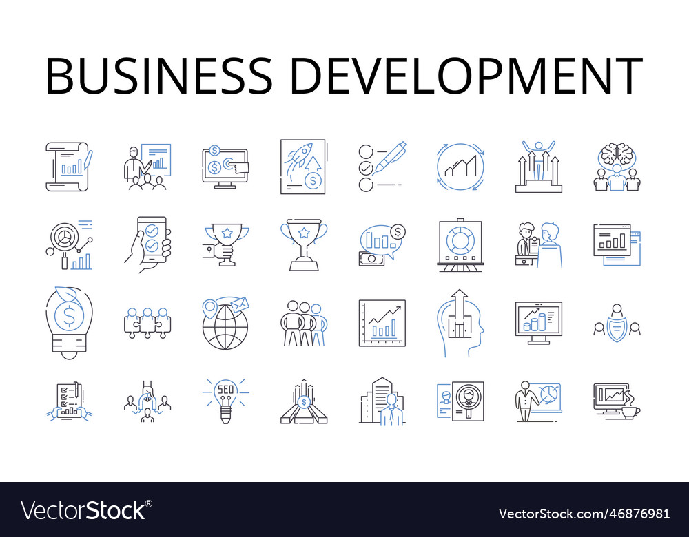 Business development line icons collection Vector Image