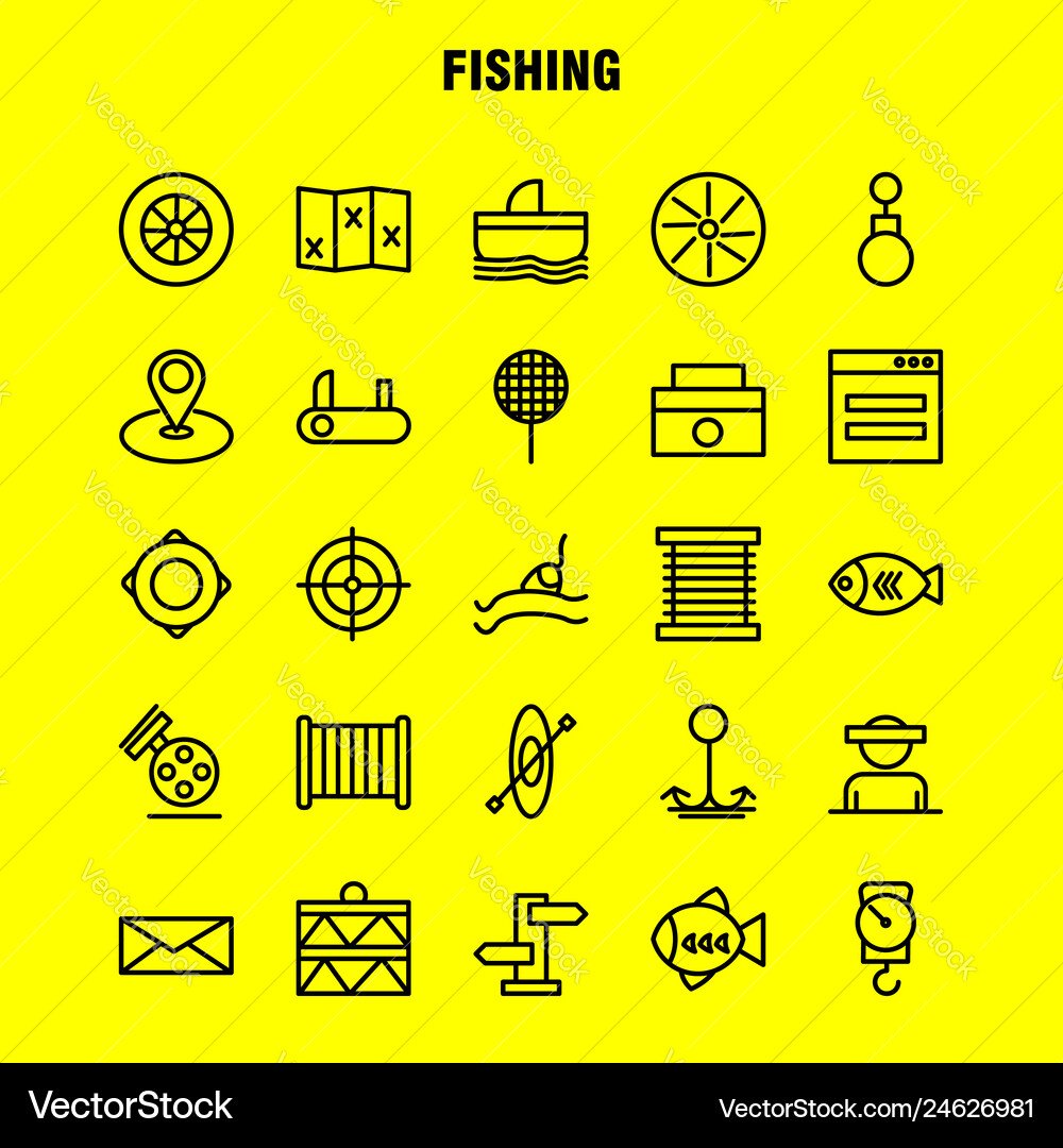 Fishing line icon pack for designers and Vector Image