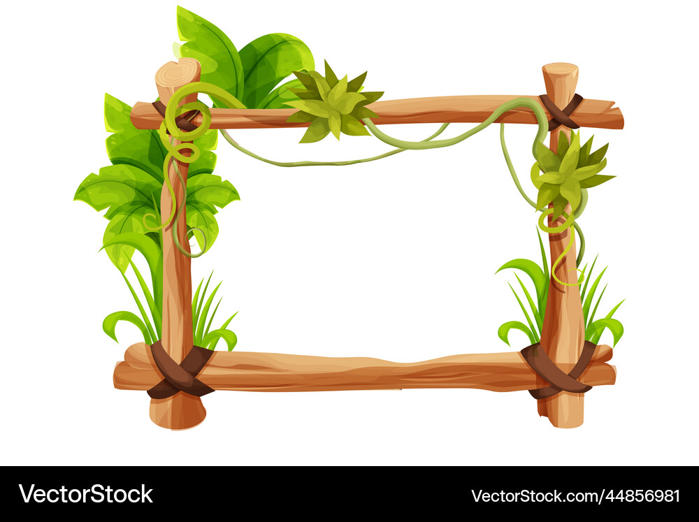 Frame from sticks wooden planks decorated Vector Image