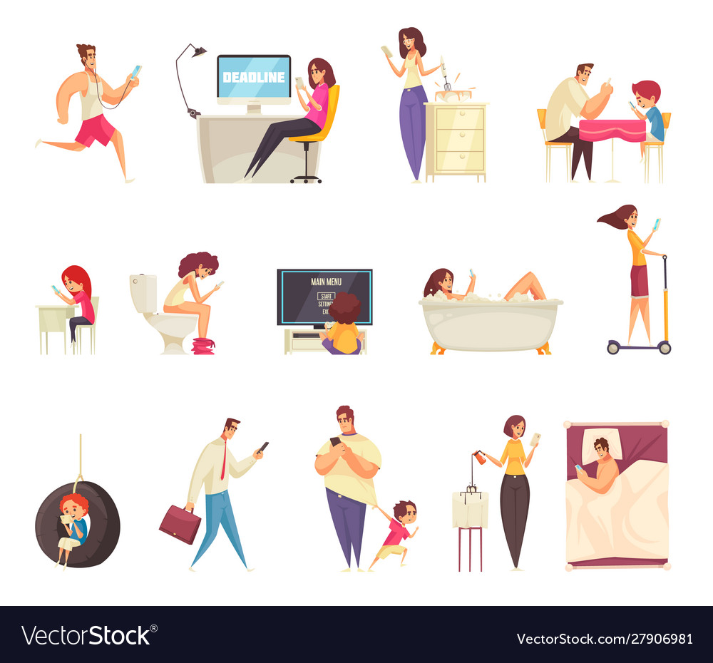 Gadget addiction set Royalty Free Vector Image Gadget addiction set Royalty Free Vector Image