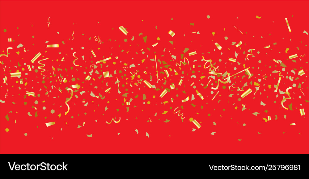 Golden glitter confetti on a red background Vector Image