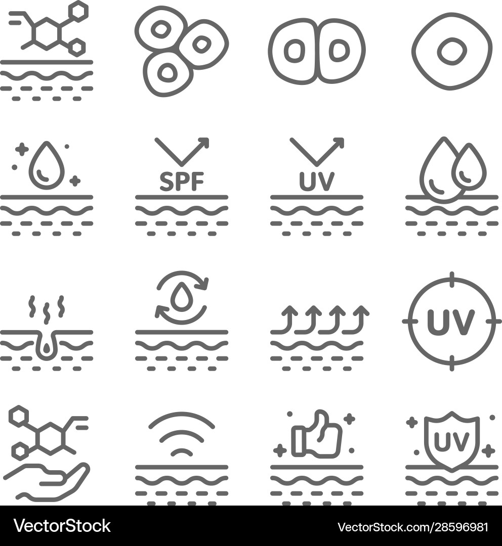 Healthy skin icons set Royalty Free Vector Image