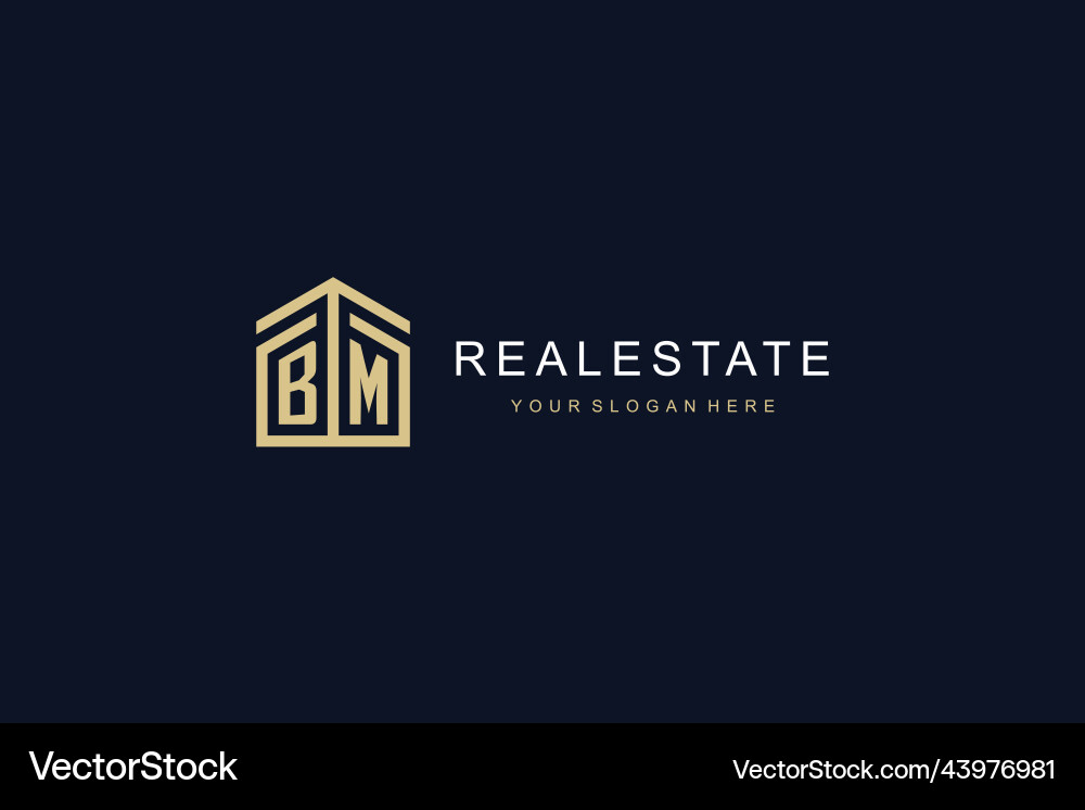 Letter bm with simple home icon logo design Vector Image
