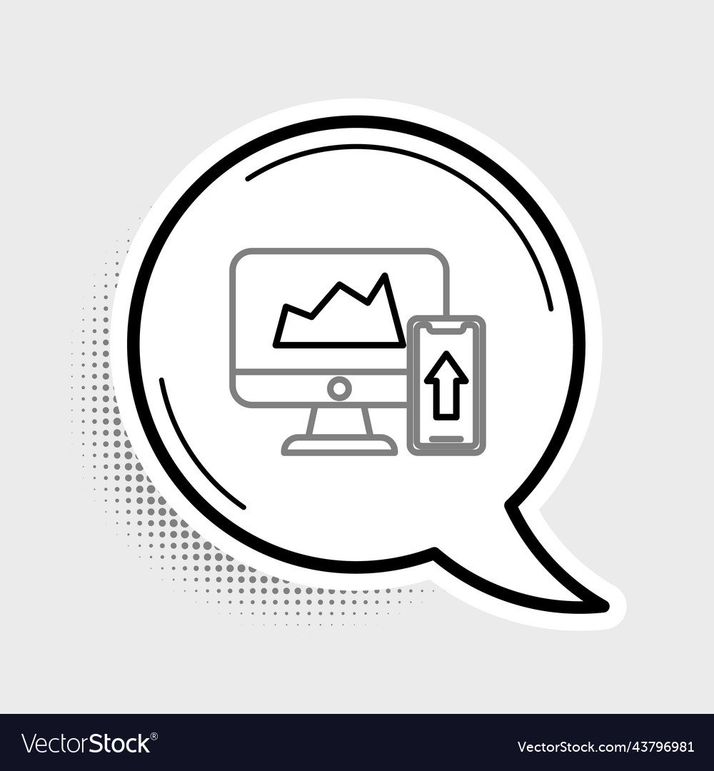 Line financial chart or graph on the computer Vector Image