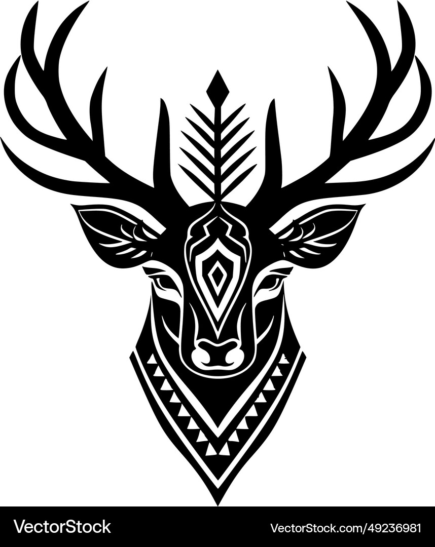Reindeer - black and white isolated icon Vector Image