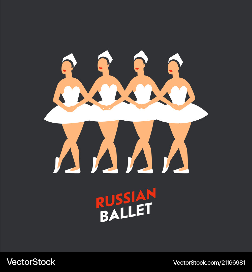 Russian ballet dancers four ballerinas dancing Vector Image