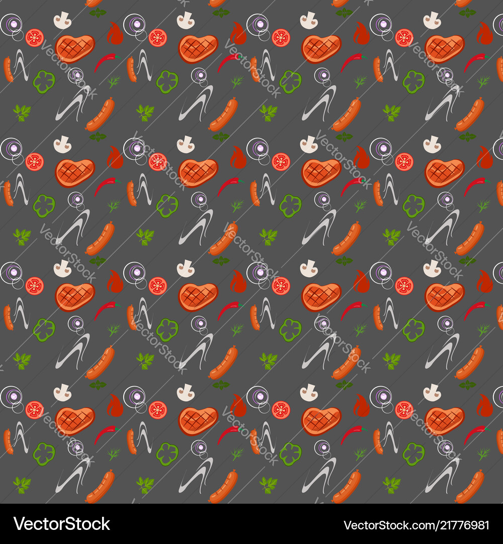 Seamless barbecue pattern in with meat seasoning Vector Image