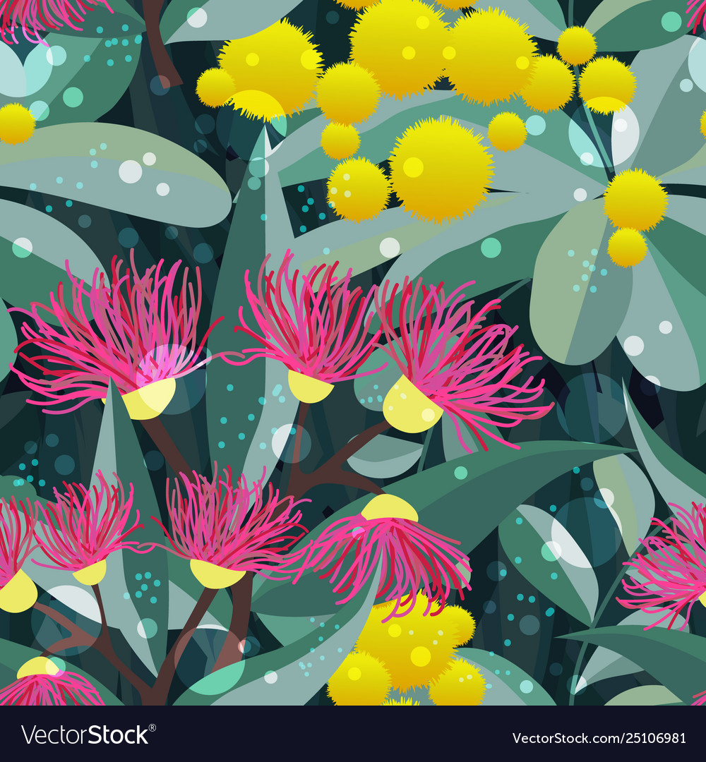 Seamless pattern bloom eucalyptus gum tree Vector Image