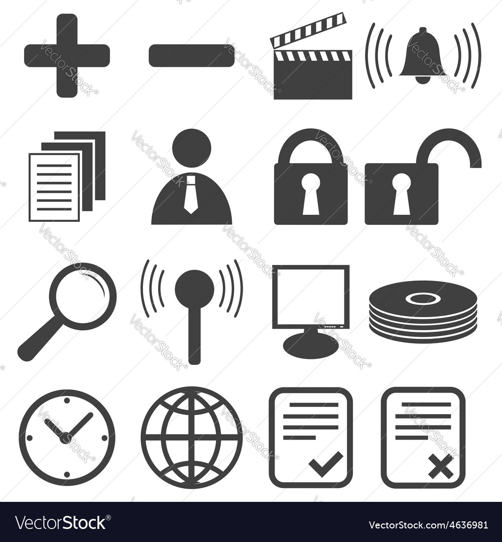 Simple black icon set 9 Royalty Free Vector Image