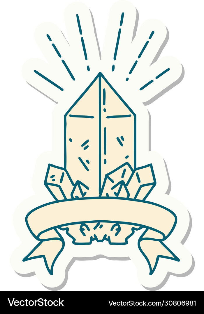 Sticker tattoo style quartz crystal Royalty Free Vector