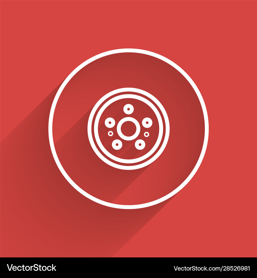 White line car brake disk icon isolated with long Vector Image