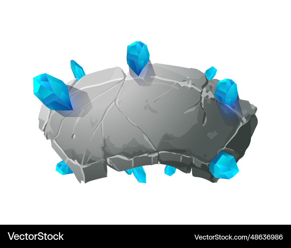 Arch stone board with blue shiny crystals rock Vector Image
