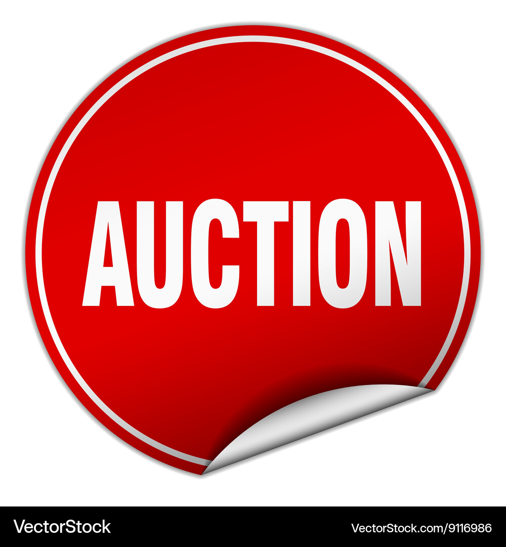 Auction round red sticker isolated on white Vector Image