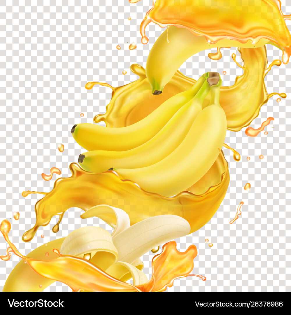 Banana fresh juice splash realistic icon Vector Image