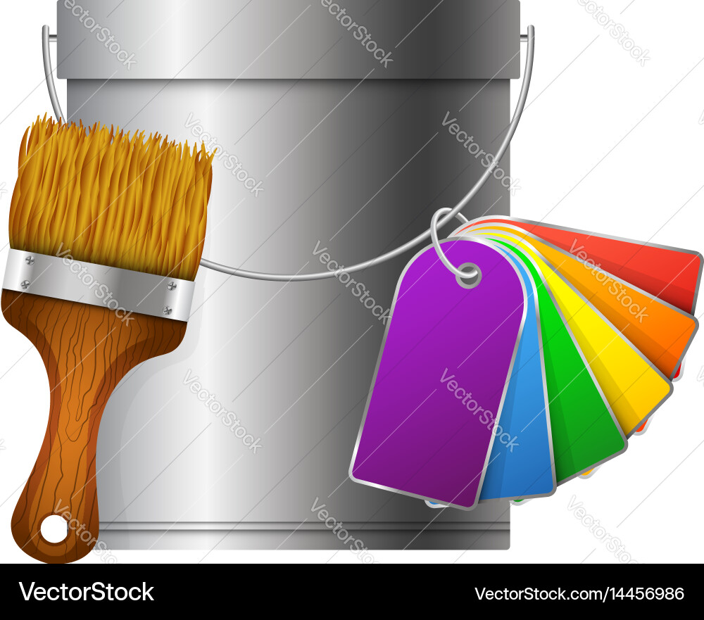 Bucket paintbrush and paint palette Royalty Free Vector