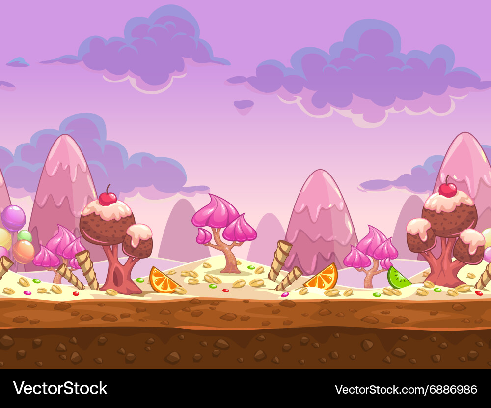 Cartoon sweet candy land seamless Royalty Free Vector Image