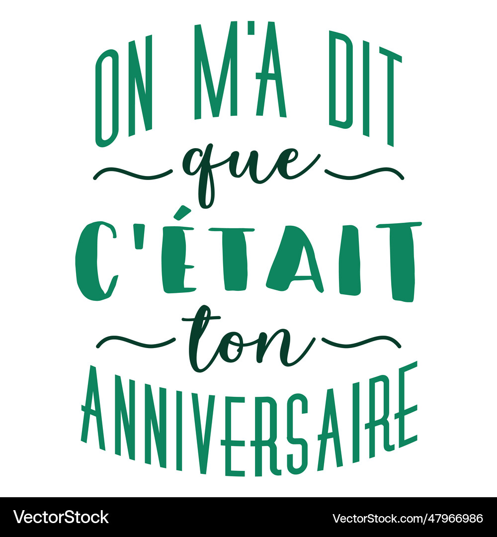 Cetait ton anniversaire lettering Royalty Free Vector Image