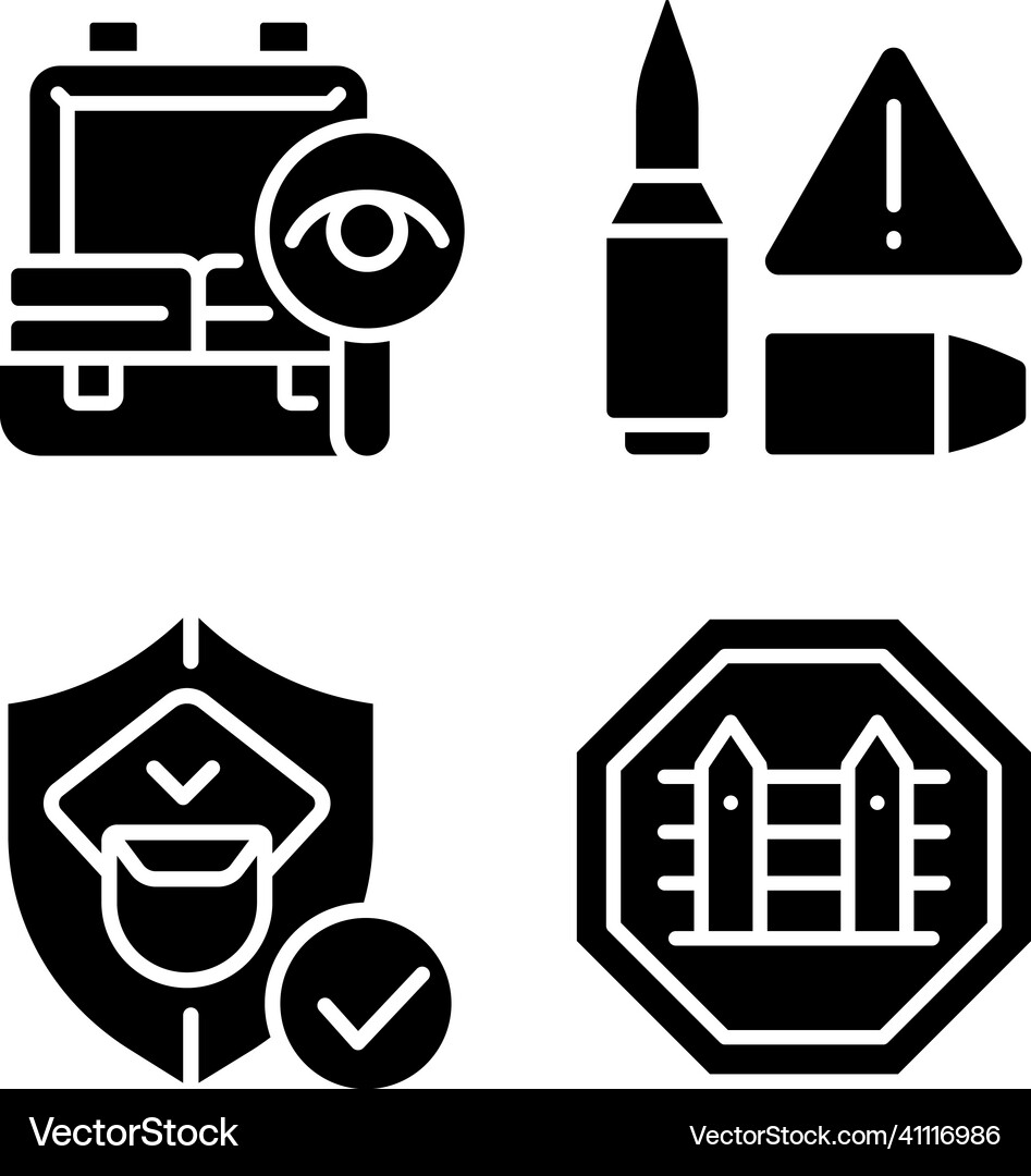 Checkpoint examination black glyph icons set Vector Image