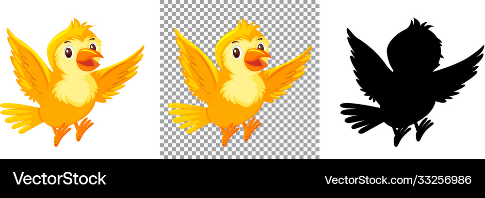 Cute yellow bird cartoon character Royalty Free Vector Image