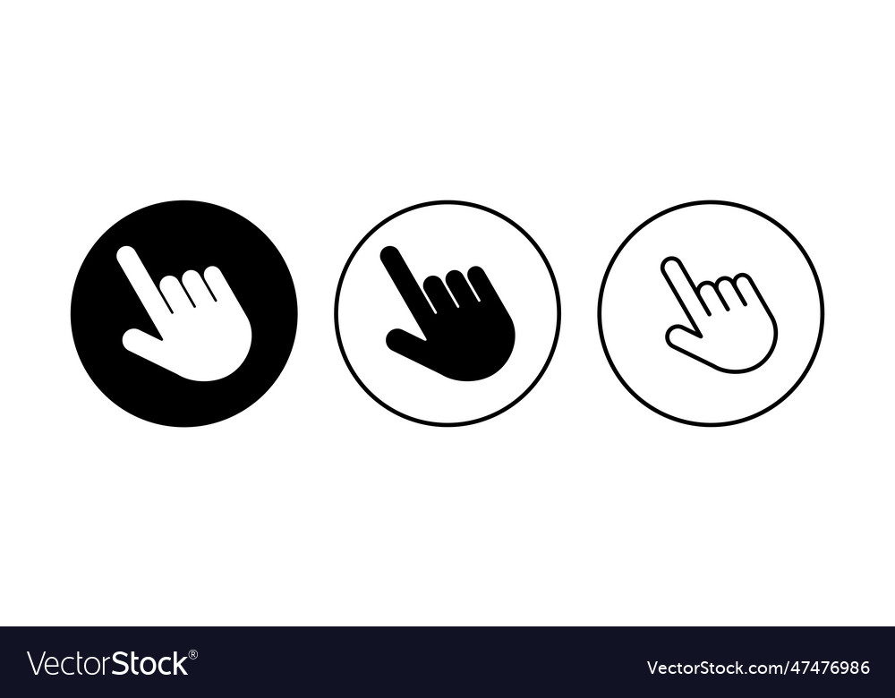 Hand click icon set pointer icon hand cursor icon Vector Image