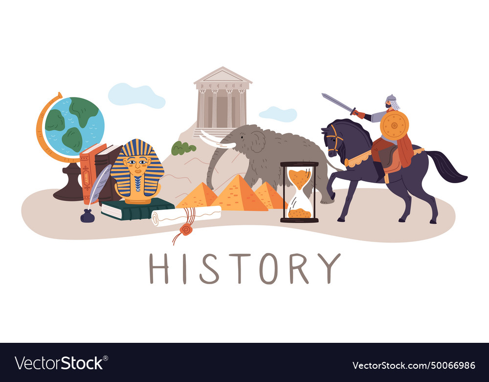 Historical elements composition school subject Vector Image